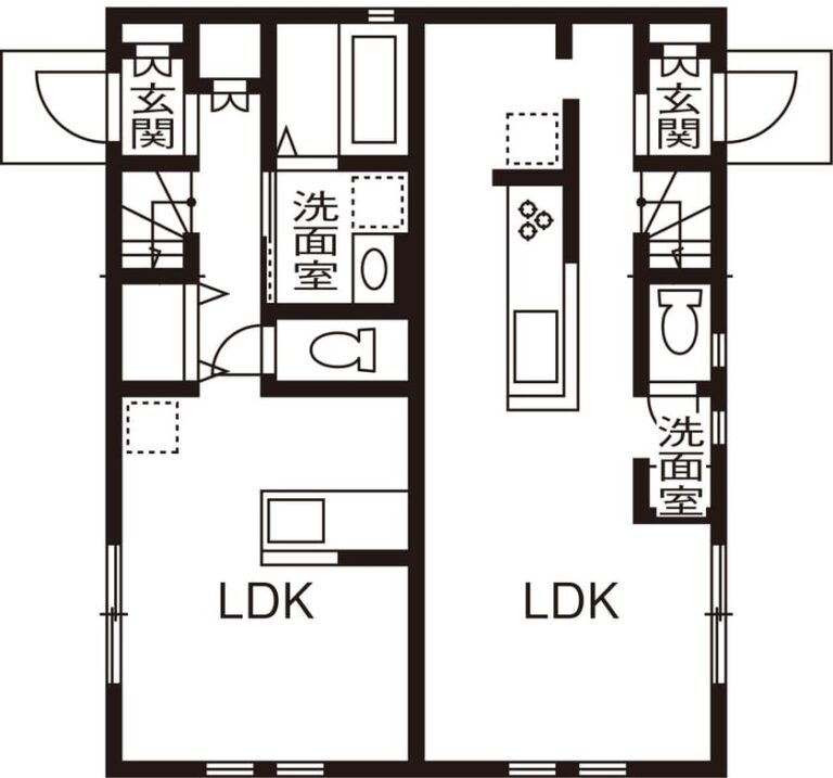 【30坪,35坪,40坪】二世帯住宅の間取り（完全分離・一部共有） | 注文住宅ヘルプナビ