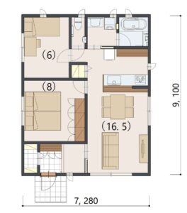 【平屋の間取り】20坪,25坪（2LDK～）/南玄関.おすすめHMも紹介 | 注文住宅ヘルプナビ